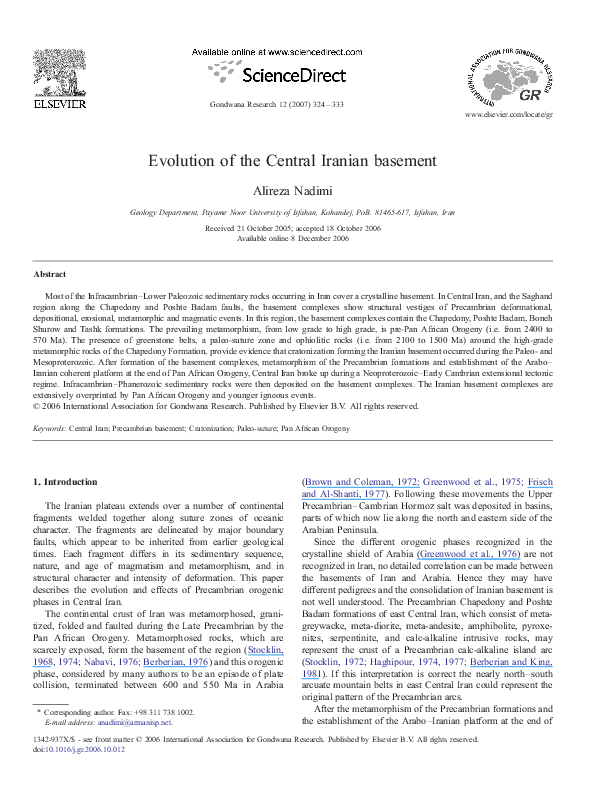 (PDF) Evolution of the Central Iranian basement