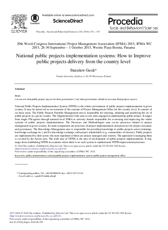 (PDF) National public projects implementation systems: How to Improve ...