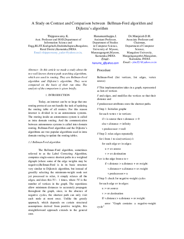(PDF) A Study on Contrast and Comparison between Bellman-Ford algorithm ...