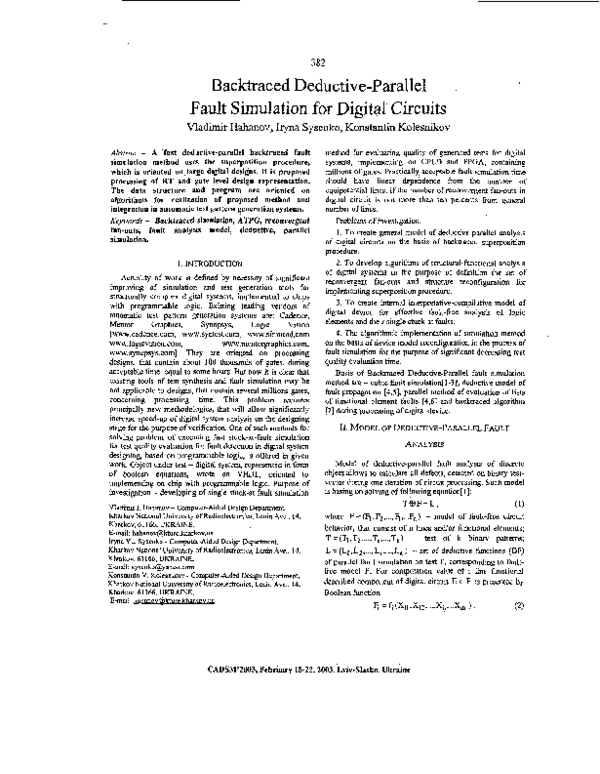 (PDF) Backtraced deductive-parallel fault simulation for digital circuits