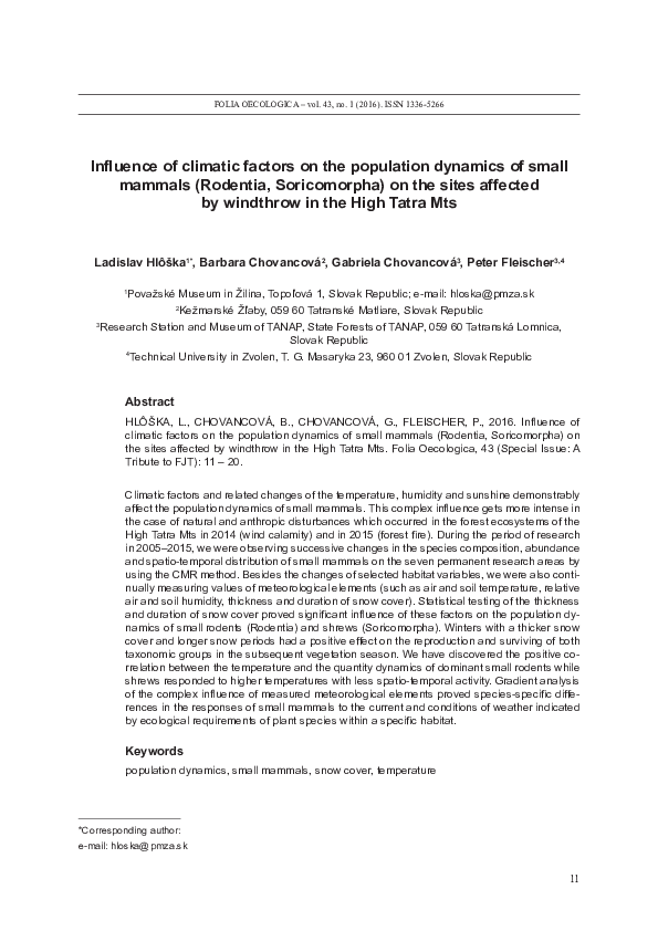 (PDF) Influence of climatic factors on the population dynamics of small mammals (Rodentia ...
