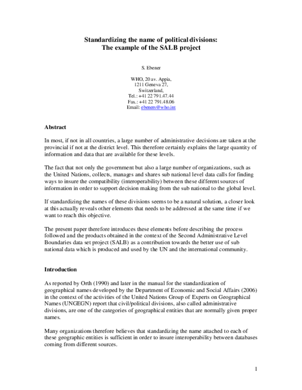 (PDF) Standardizing the name of political divisions: The example of the ...