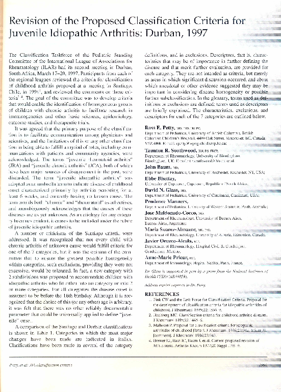 (PDF) Revision of proposed classification criteria for Juvenile ...