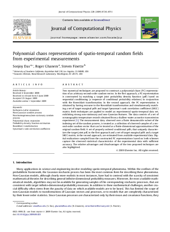 (PDF) Polynomial chaos representation of spatio-temporal random fields from experimental ...
