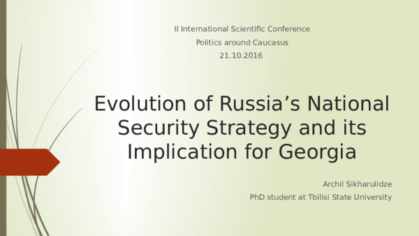 (PPT) Evolution of Russia’s National Security Strategy and its ...