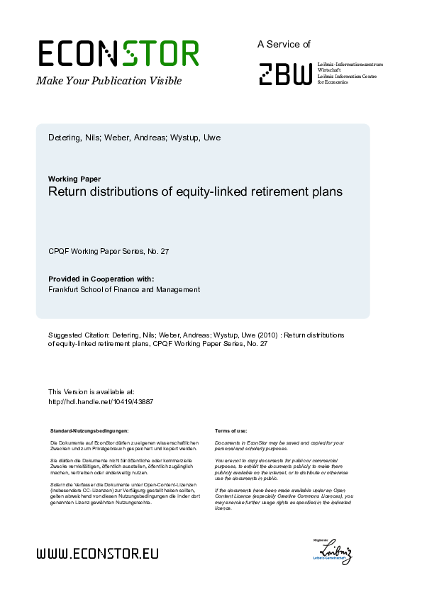 (PDF) Return distributions of equity-linked retirement plans | Uwe ...