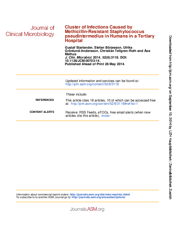 (PDF) Cluster of infections caused by methicillin-resistant ...