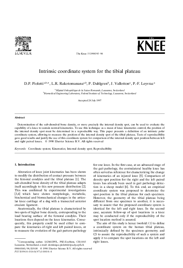 (PDF) Intrinsic coordinate system for the tibial plateau | Lalaonirina ...