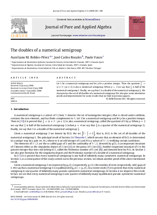 (PDF) The doubles of a numerical semigroup
