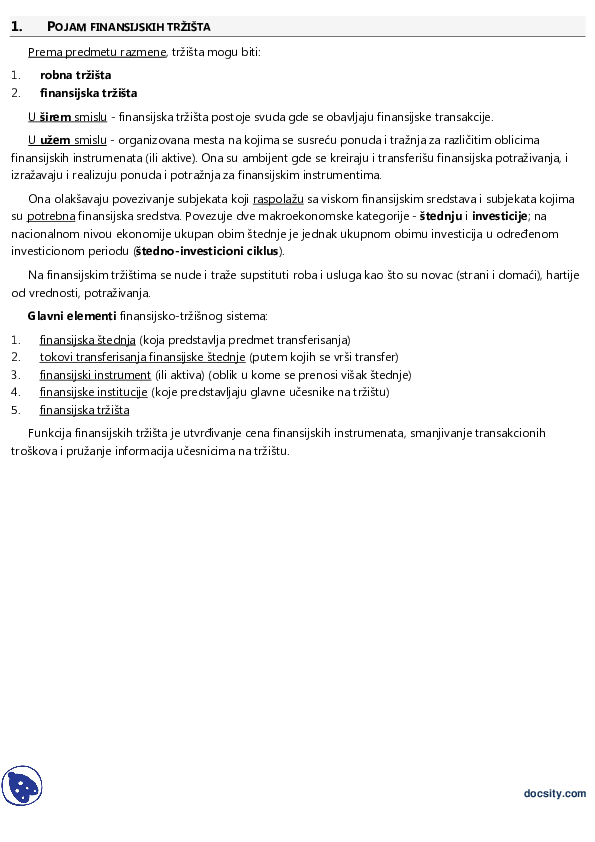 (PDF) Berze i finansijska trzista Skripta Menadzment Ekonomija