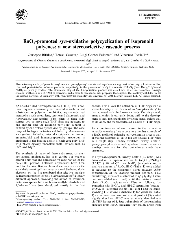 (PDF) RuO4-promoted syn-oxidative polycyclization of isoprenoid ...