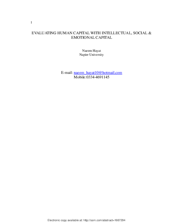 (PDF) Evaluation of Human Capital