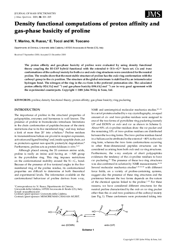 (PDF) Density functional computations of proton affinity and gas-phase ...