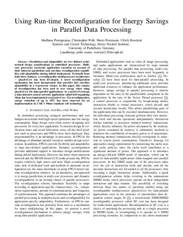 Pdf Using Run Time Reconfiguration For Energy Savings In Parallel Data Processing 