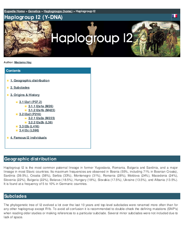 (PDF) Origins and history of Haplogroup I2 (Y-DNA)