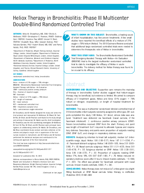 (PDF) Heliox Therapy in Bronchiolitis: Phase III Multicenter Double ...