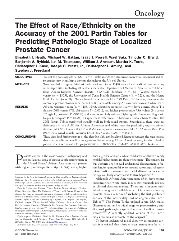 (PDF) The Effect of Race/Ethnicity on the Accuracy of the 2001 Partin ...