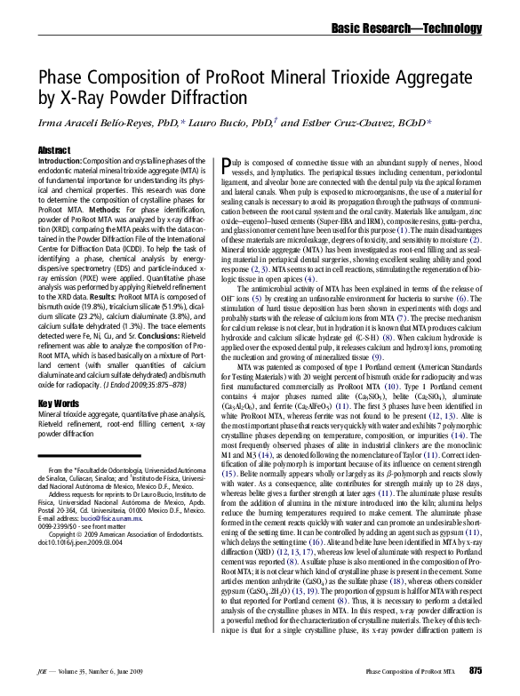 (PDF) Phase Composition of ProRoot Mineral Trioxide Aggregate by X-Ray ...