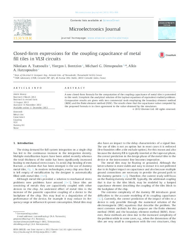 (PDF) Closed-form expressions for the coupling capacitance of metal ...