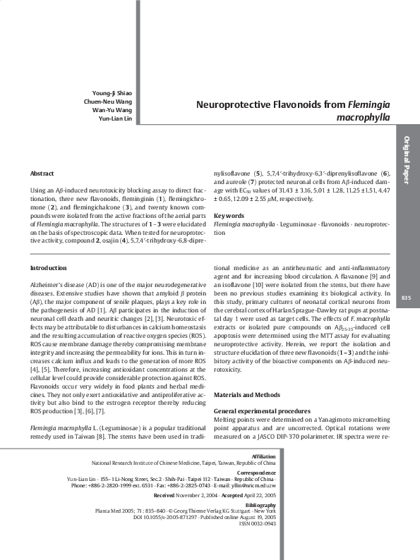 (PDF) Neuroprotective Flavonoids from Flemingia macrophylla