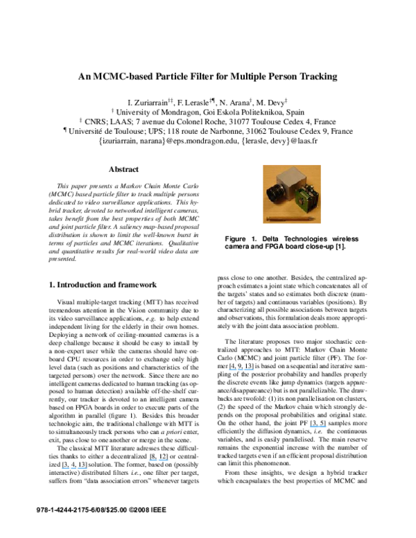Pdf An Mcmc Based Particle Filter For Multiple Person Tracking