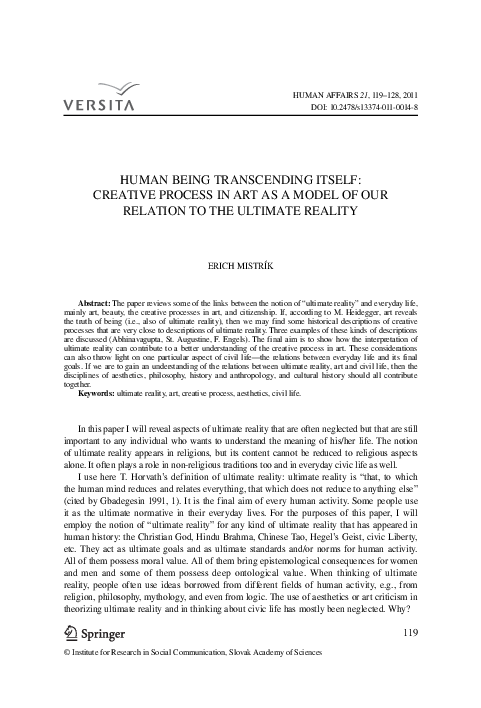 (PDF) Human being transcending itself: Creative process in art as a ...