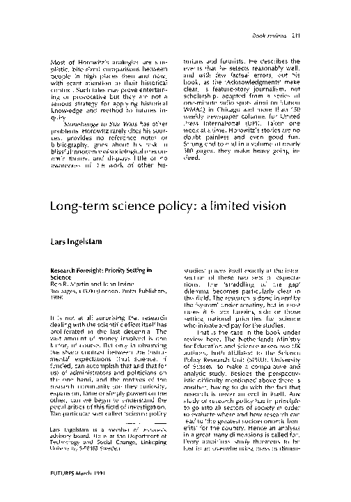 (PDF) Research foresight: Priority setting in science