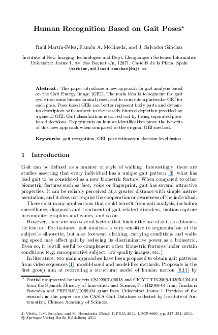 (PDF) Human Recognition Based on Gait Poses