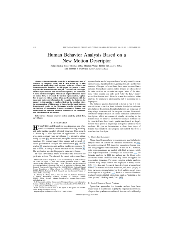 (PDF) Human Behavior Analysis Based on a New Motion Descriptor