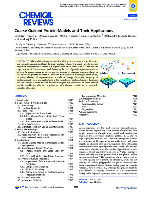 (PDF) Coarse-Grained Protein Models and Their Applications | Sebastian ...
