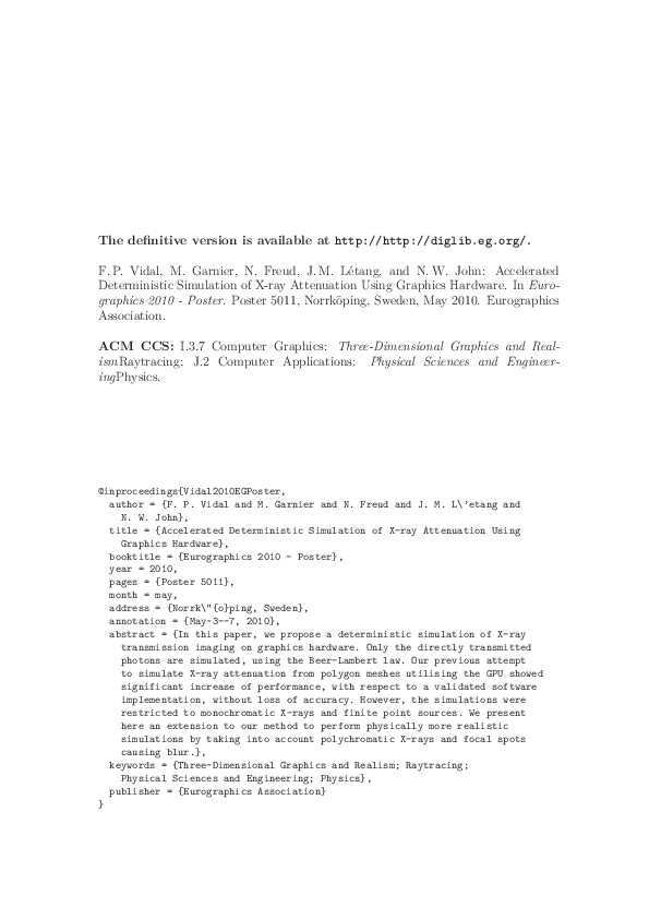 Pdf Accelerated Deterministic Simulation Of X Ray Attenuation Using