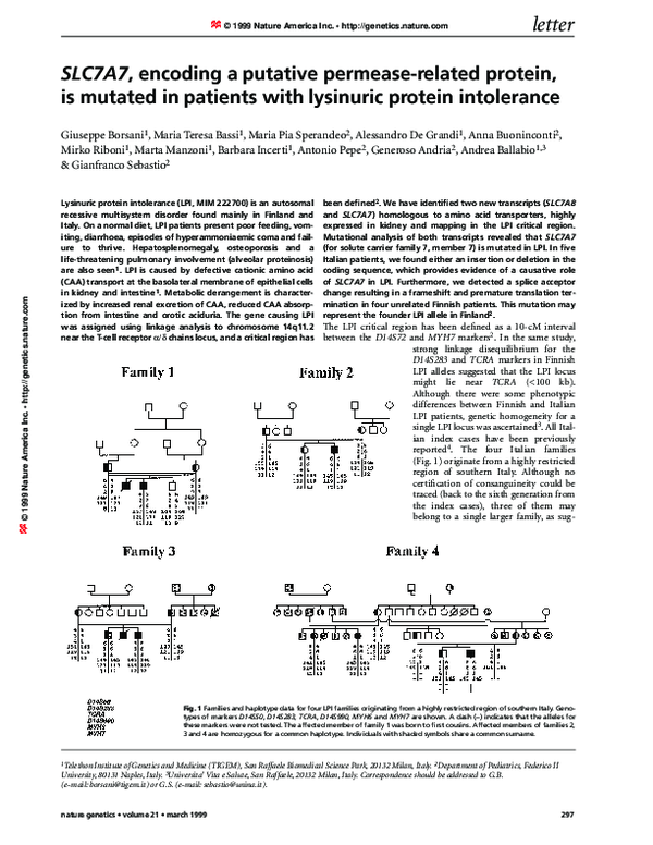 (PDF) SLC7A7, encoding a putative permease-related protein, is mutated ...