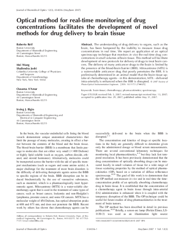(PDF) Optical method for real-time monitoring of drug concentrations ...
