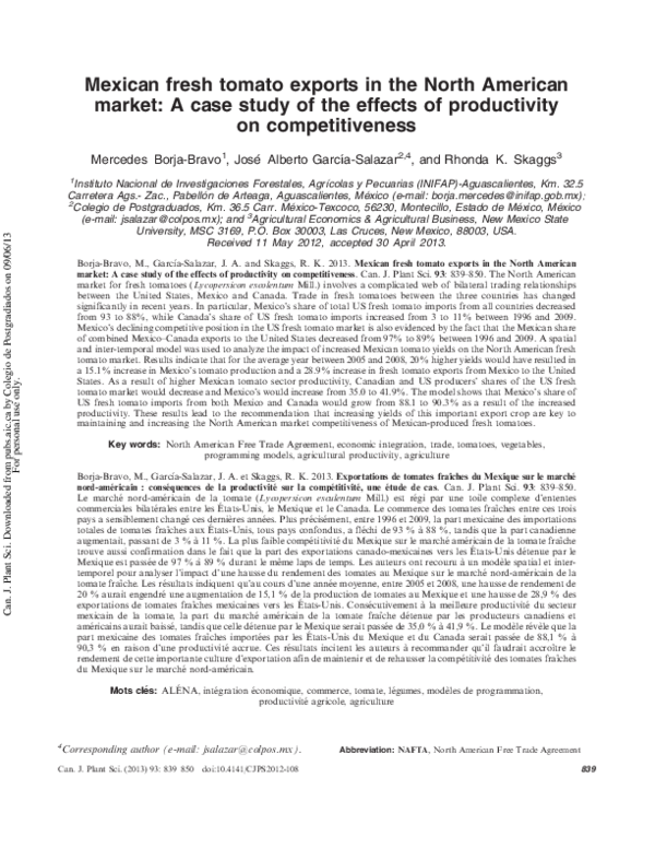 (PDF) Mexican fresh tomato exports in the North American market: A case ...