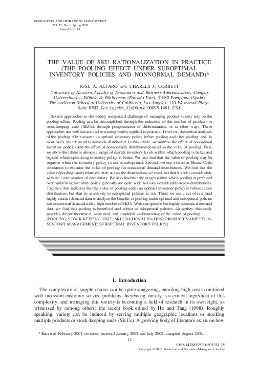 (PDF) The Value of Sku Rationalization in Practice (The Pooling Effect ...