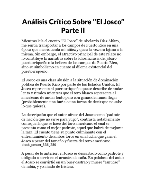 (DOC) Análisis Crítico del Josco parte II
