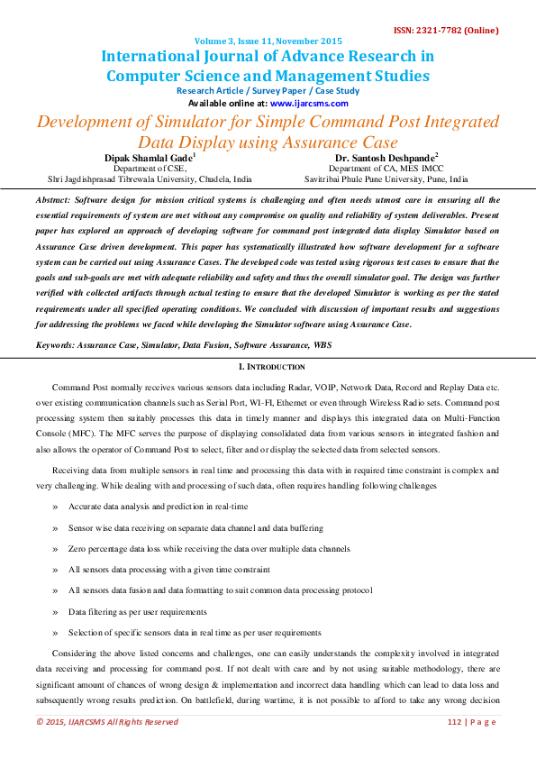 (PDF) International Journal of Advance Research in Computer Science and ...