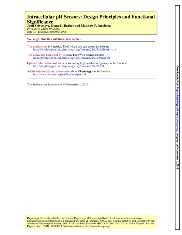 (PDF) Intracellular pH Sensors: Design Principles and Functional ...