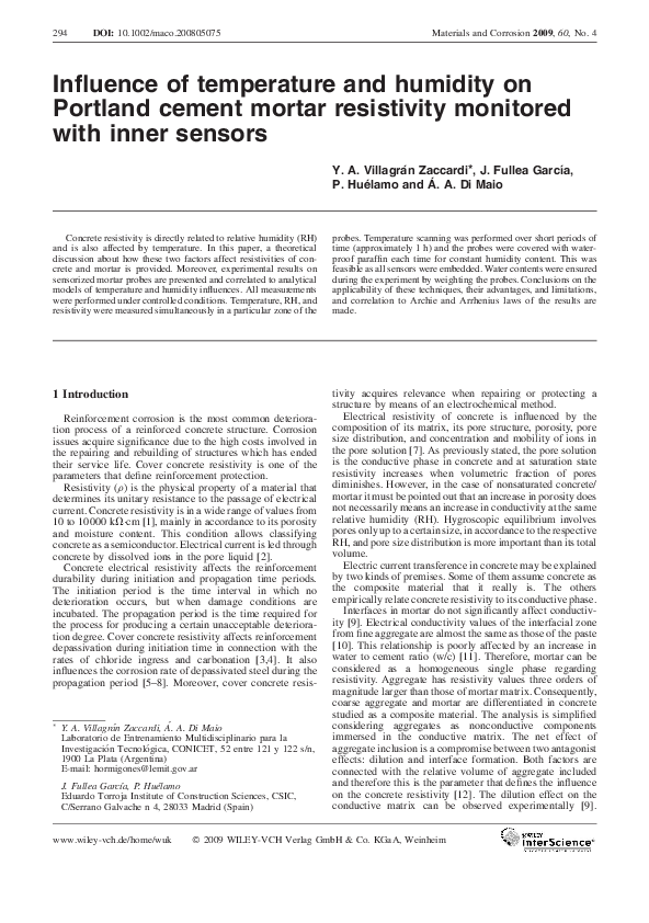 (PDF) Influence of temperature and humidity on Portland cement mortar ...