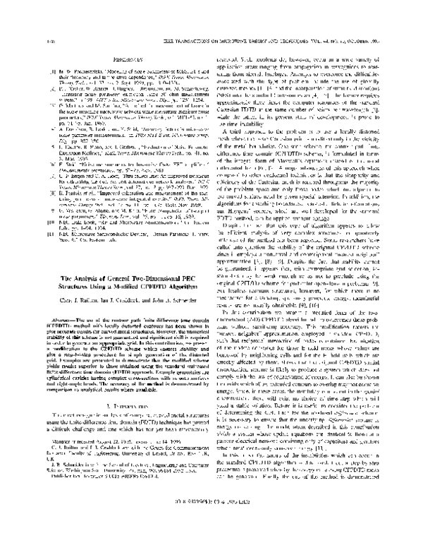 (PDF) The analysis of general two-dimensional PEC structures using a modified CPFDTD algorithm