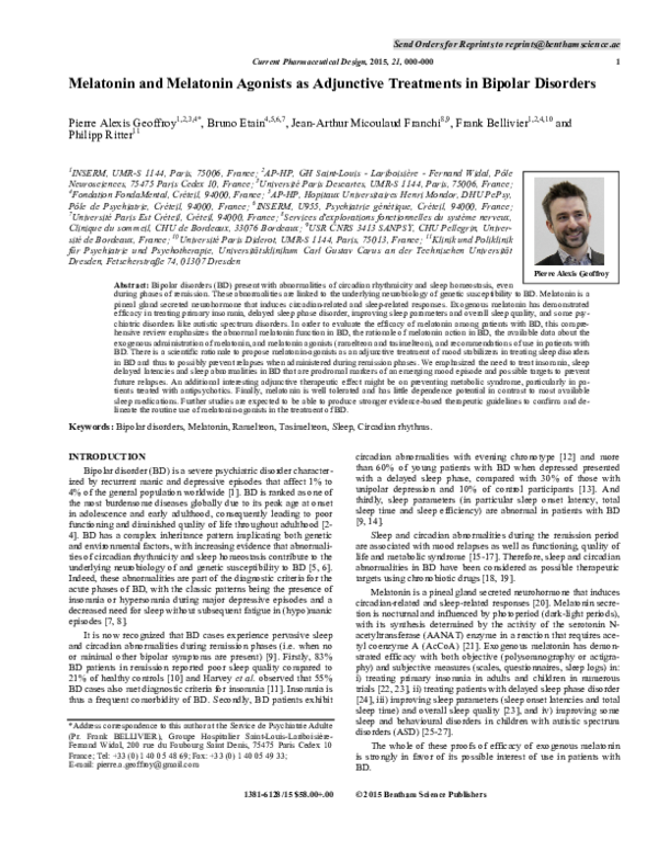 (PDF) Melatonin and Melatonin Agonists as Adjunctive Treatments in ...