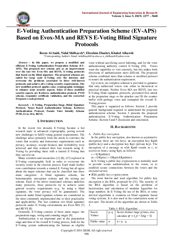 (PDF) E-Voting Authentication Preparation Scheme (EV-APS) Based on Evox-MA and REVS E-Voting ...