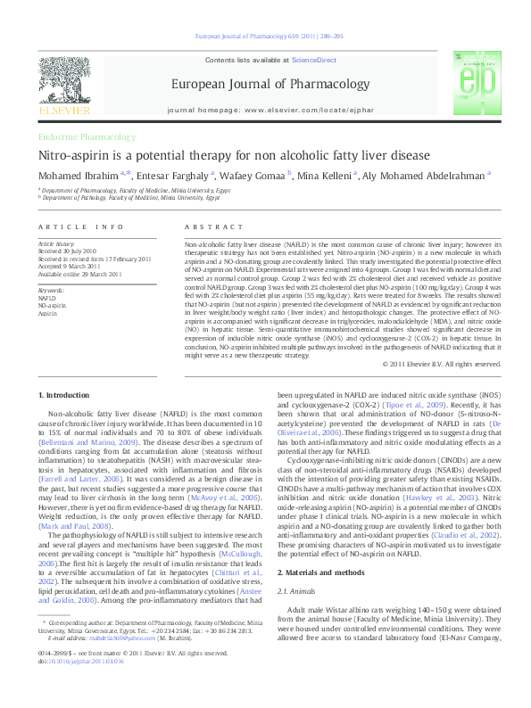 (PDF) Nitro-aspirin is a potential therapy for non alcoholic fatty ...