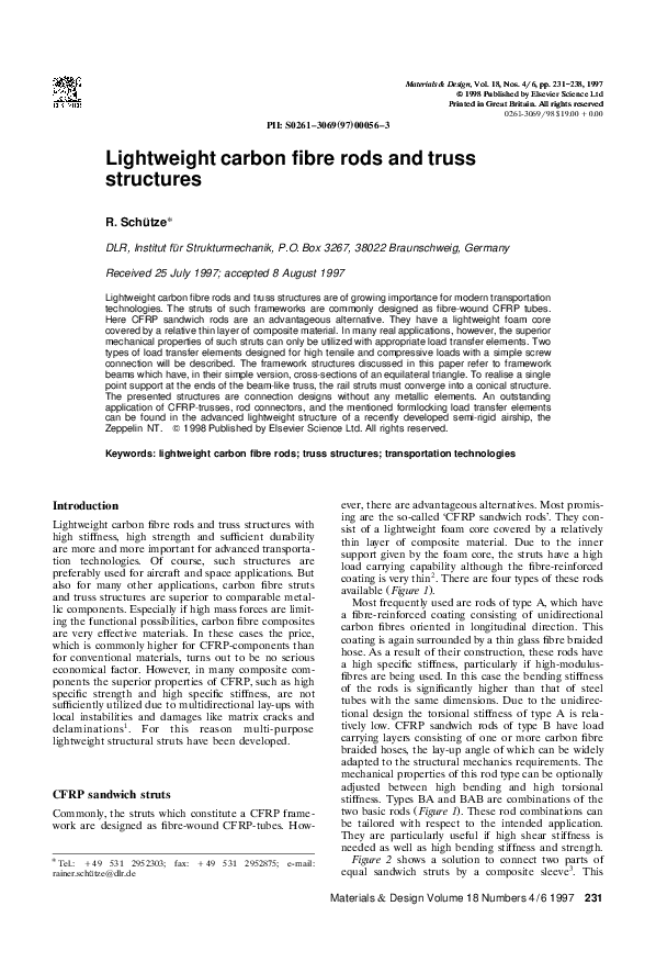 (PDF) Lightweight carbon fibre rods and truss structures