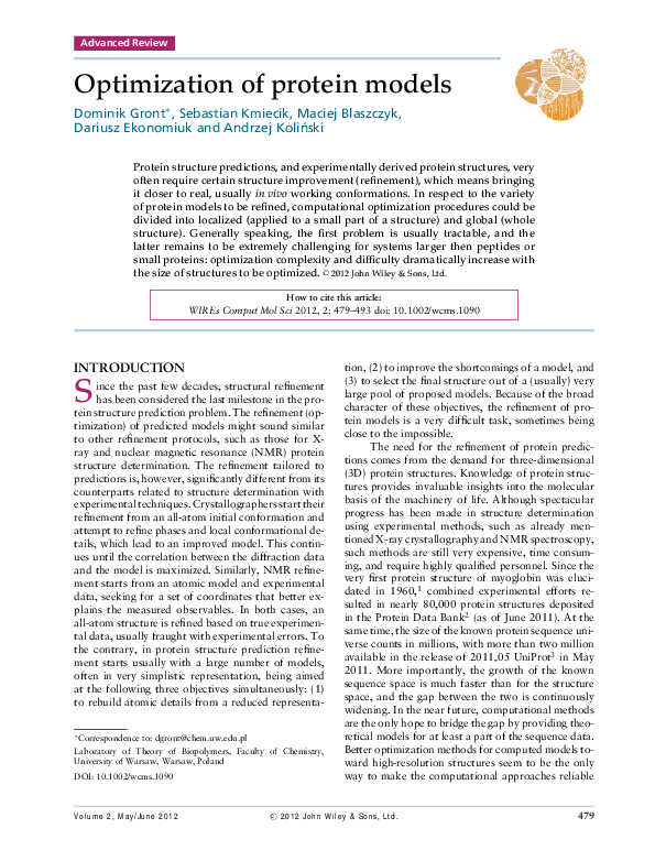 (PDF) Optimization of protein models