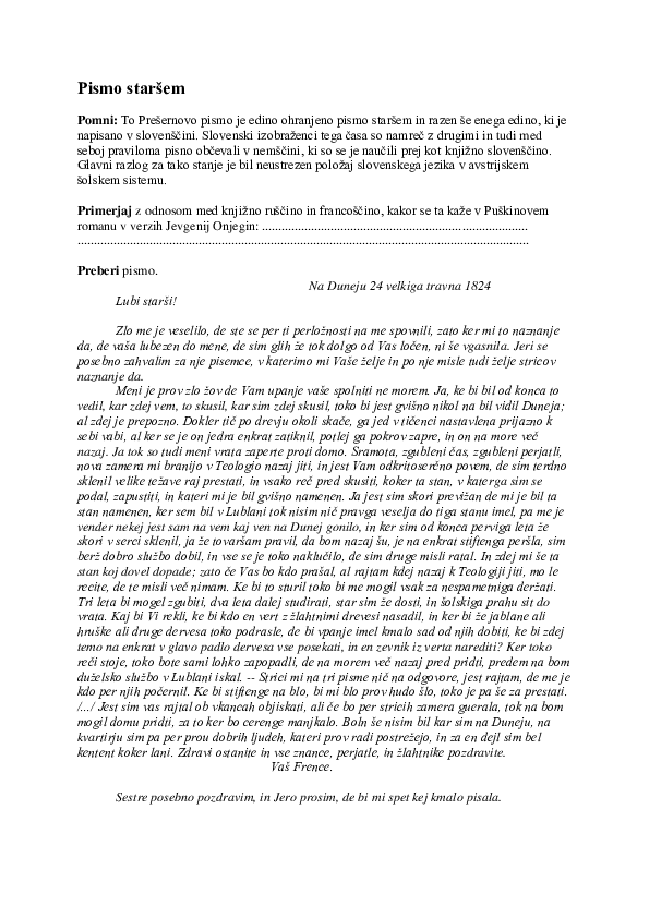 (PDF) Pismo staršem (Letter to Parents)