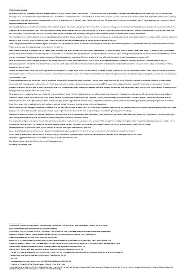 (PDF) The Anti-natalist Manifesto