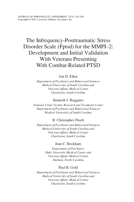 (PDF) The Infrequency-Posttraumatic Stress Disorder Scale (Fptsd) for ...