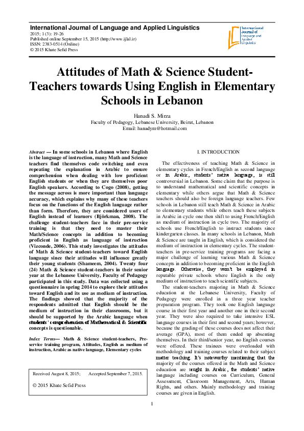 (PDF) Attitudes of Math & Science Student- Teachers towards Using ...