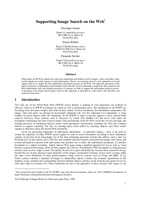 (PDF) Supporting image search on the Web